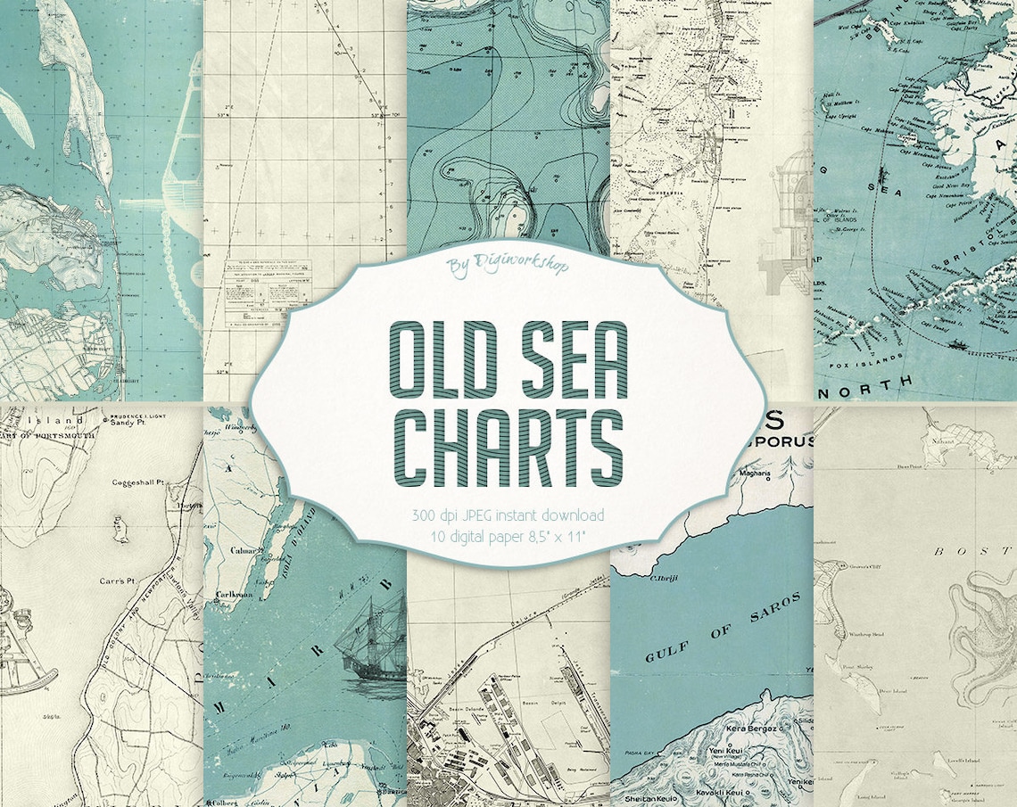 Old Maps Digital Paper Old Sea Charts vintage | Etsy