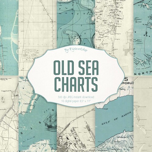 Old Nautical Maps Digital Paper Vintage NY Nautical Maps | Etsy