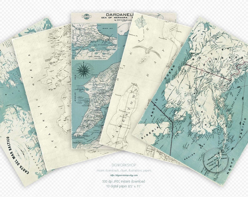 Old Maps Digital Paper Old Sea Charts vintage | Etsy