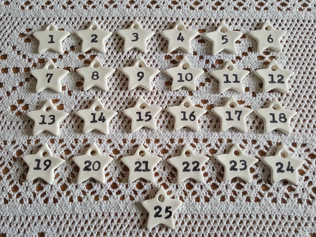 DIY Handmade Christmas Advent Calendar Clay Stamped Numbers - Etsy