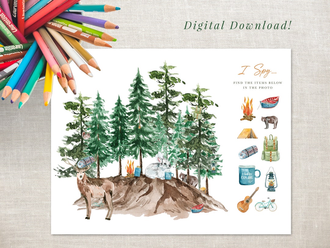 I Spy Watercolor Outdoor Theme Printable for Kids, Wedding Kids ...