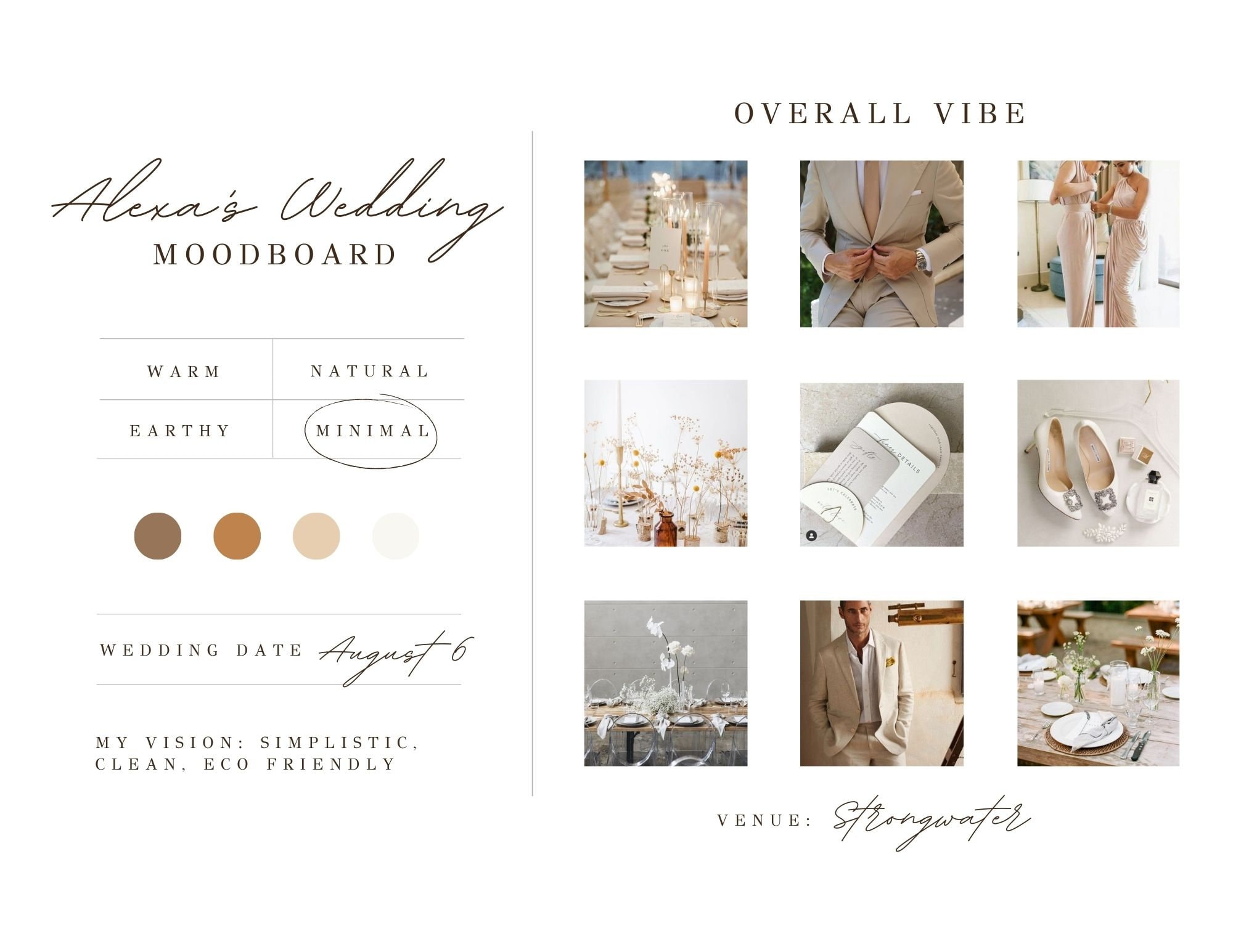 Minimalist Wedding Mood Board, Wedding Planning Template, Digital Mood Board - Etsy