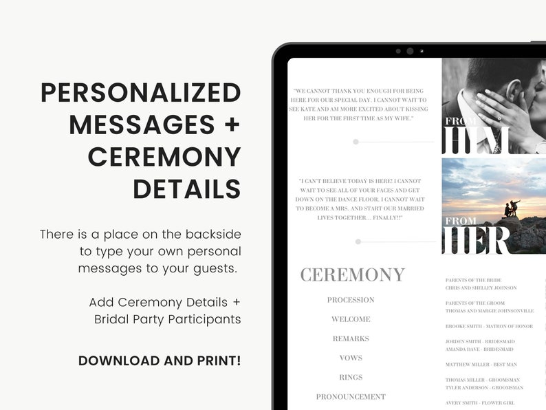 Personalized Wedding Program Wedding Magazine Style Card - Etsy