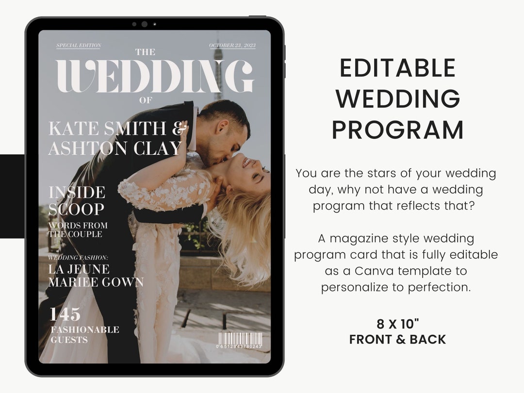 Personalized Wedding Program, Wedding Magazine Style Card, Program ...