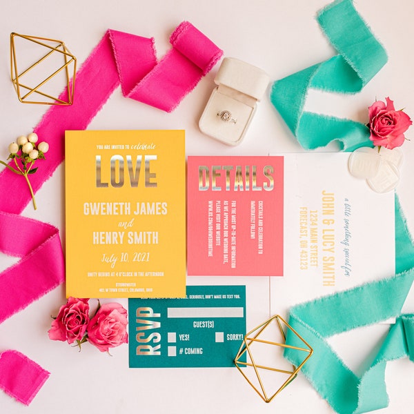 Wedding Invitation Colorful - Etsy