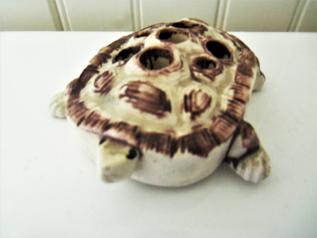 Nice Old Pottery Turtle Form Flower Frog - Etsy