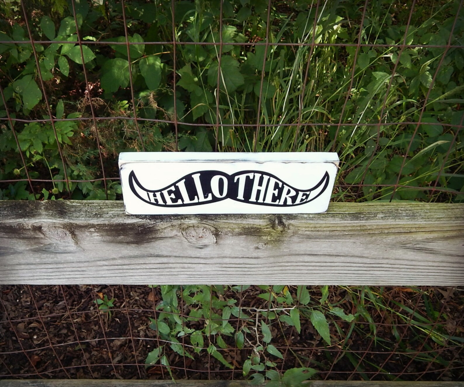 Mustache Wooden Sign Hello There Mustache Black and White | Etsy