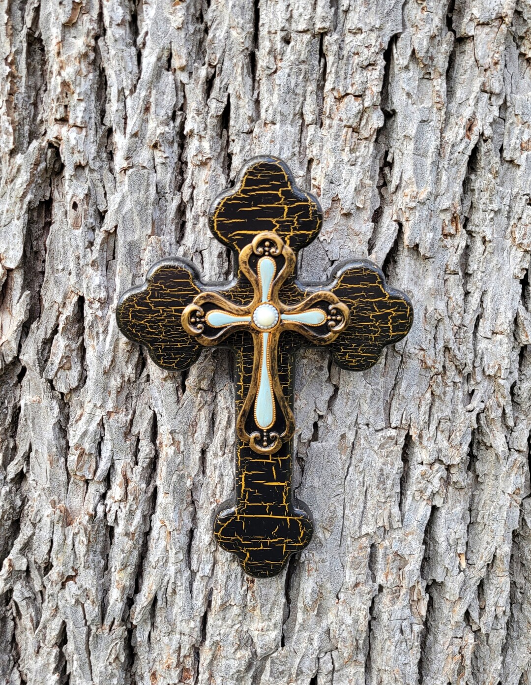 Black and Gold Rustic Wood Cross, Decorative Wooden Cross, Christian ...