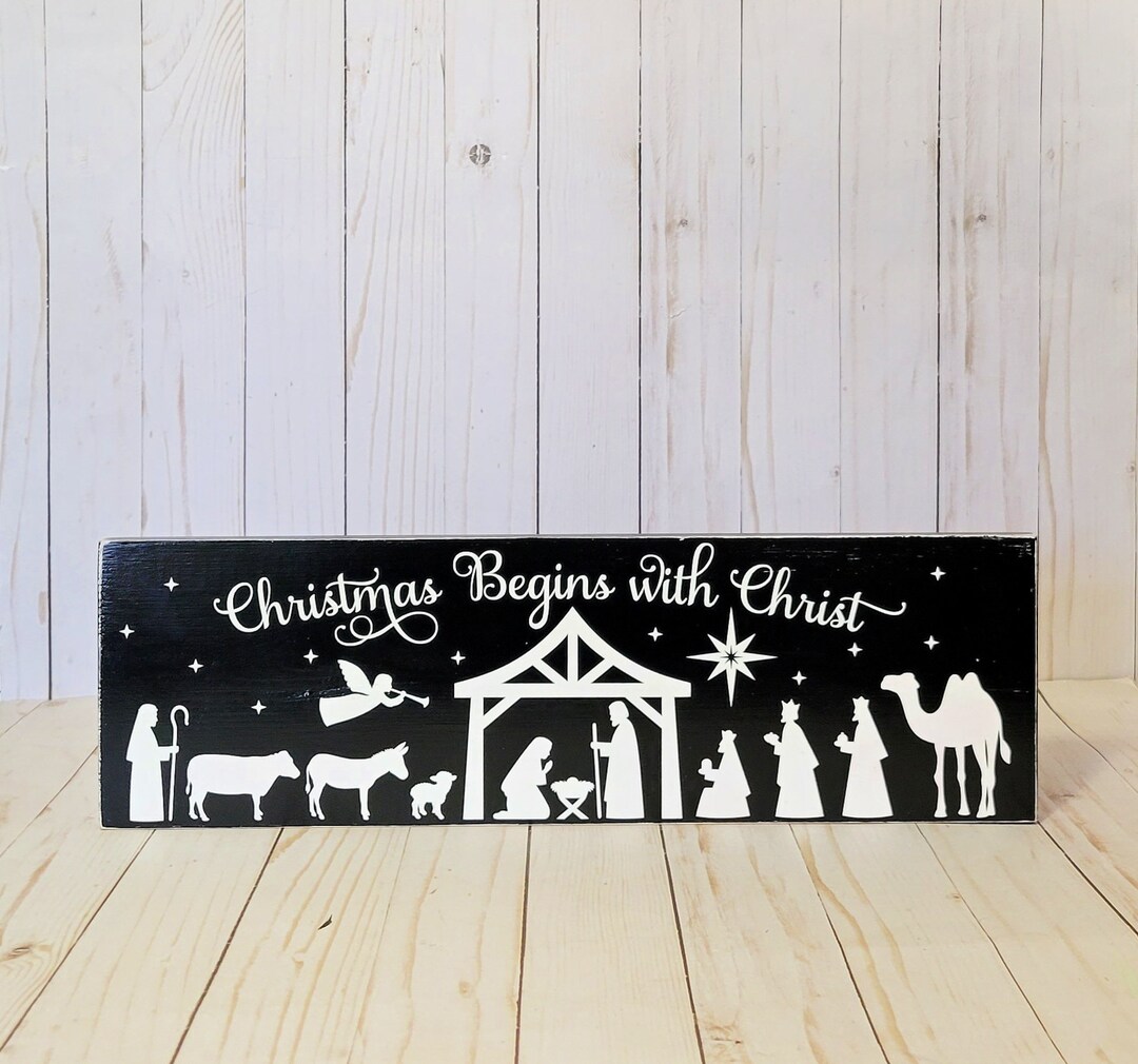 Christmas Begins With Christ, Nativity Scene, Religious Sign, Nativity ...