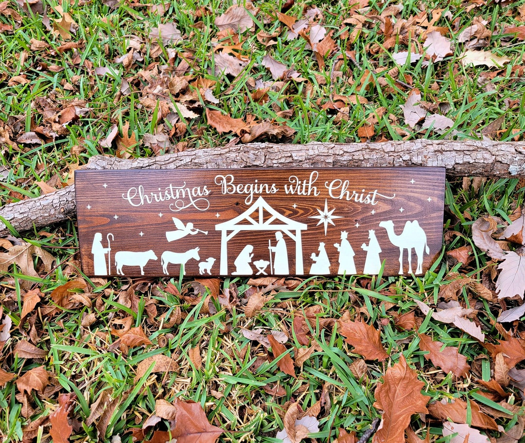 Christmas Begins With Christ, Nativity Scene, Religious Sign, Nativity ...