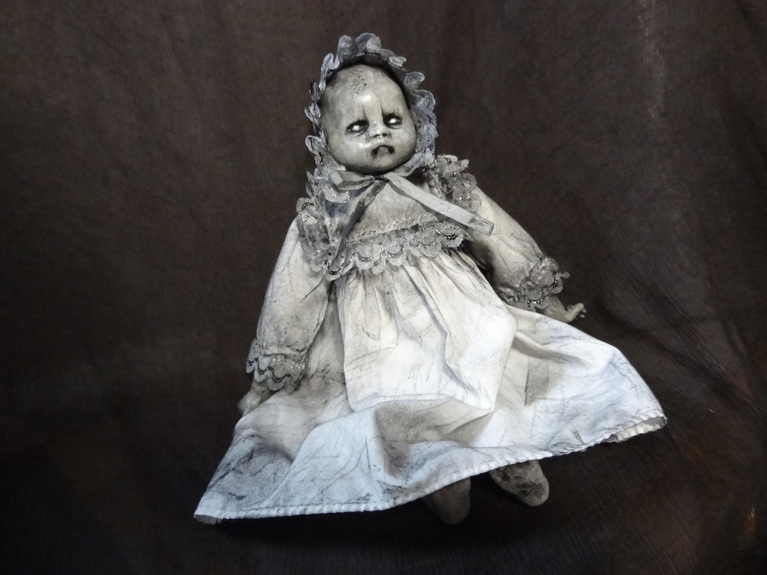 Small Creepy Baby Doll Spooky Baby Doll Ghostly Baby With White Eyes ...