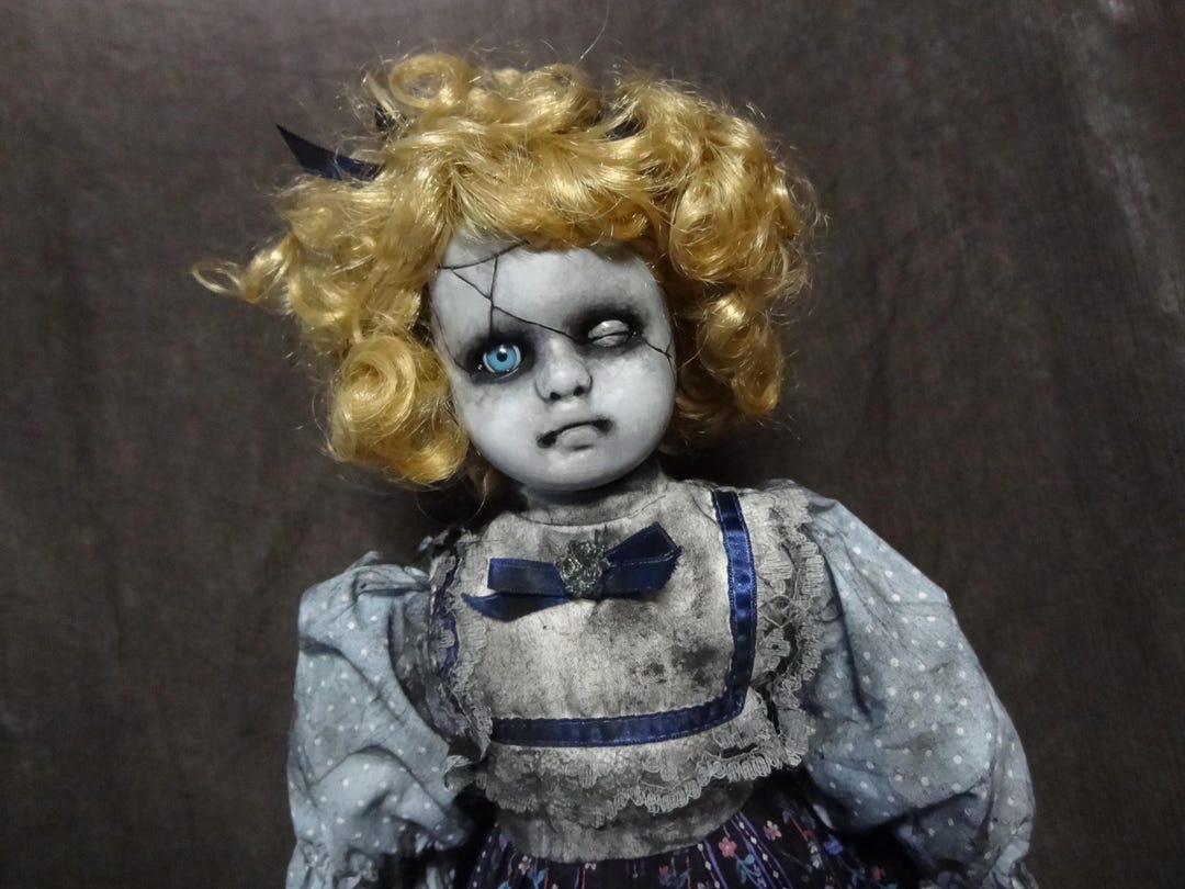 Creepy Doll Spooky Doll With Cracked Face Scary Doll Attic Doll ...