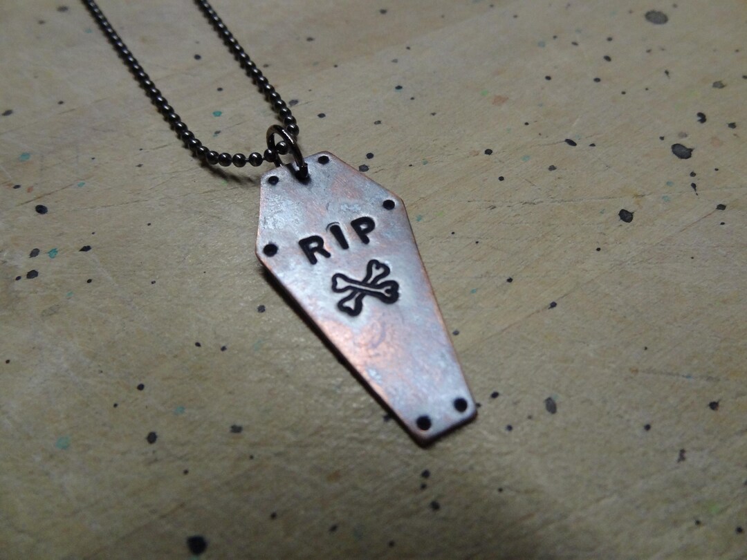 Coffin Necklace Rustic Copper Coffin Pendant Macabre Jewelry Halloween ...