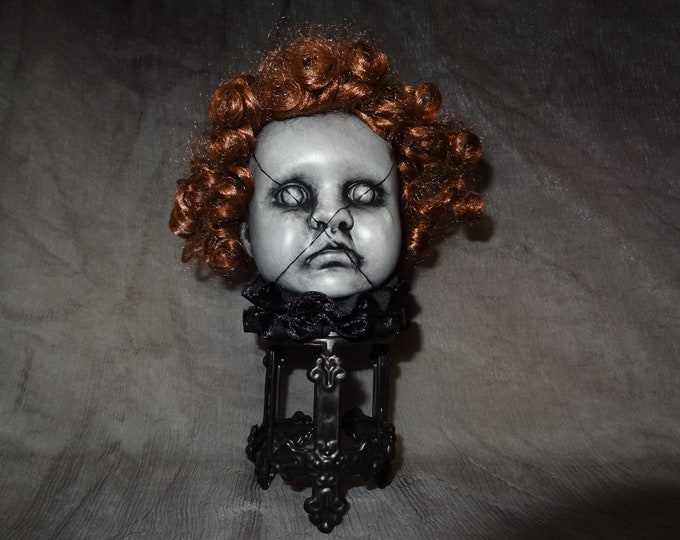 Creepy Head on a Stand Reaissance Fallen Angel Dark Art Spooky Head ...