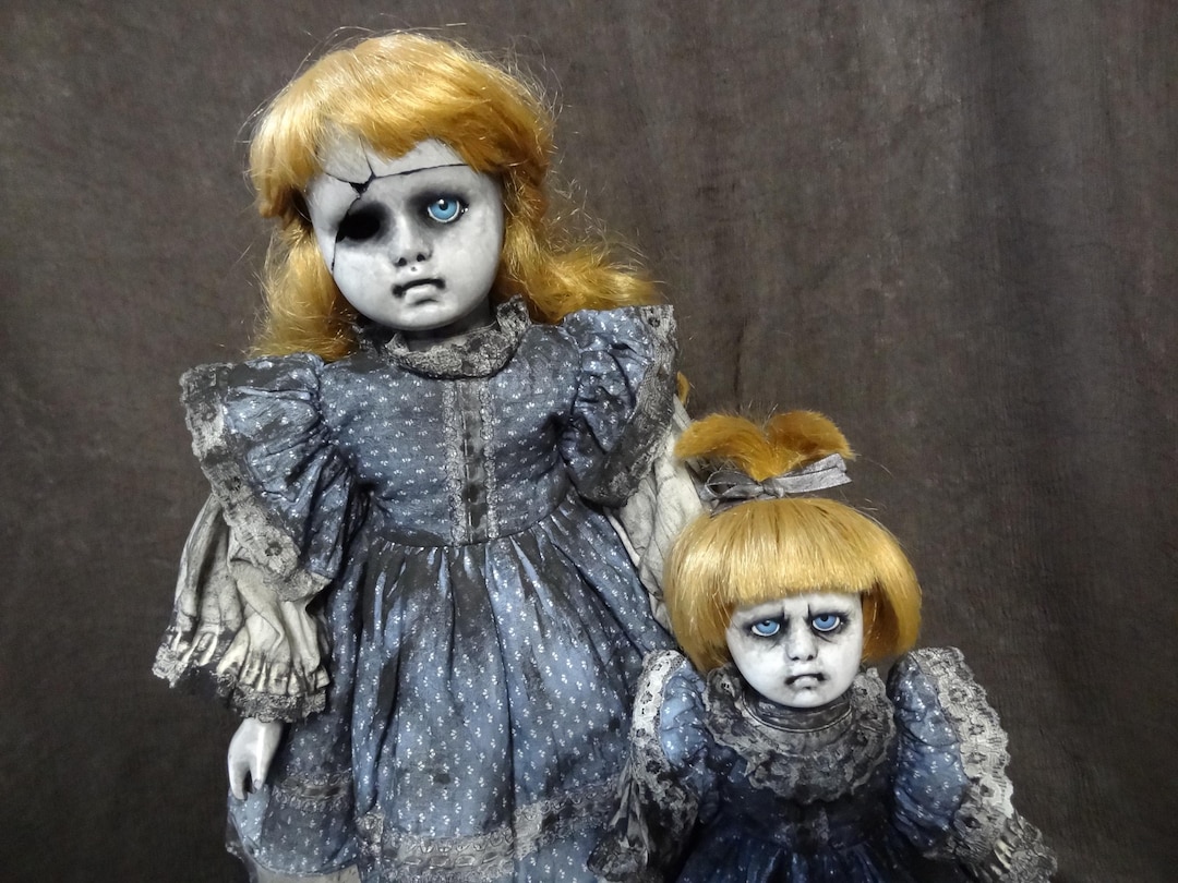Creepy Dolls Spooky Sisters Creepy Cute Ghostly Siblings Macabre Decor ...
