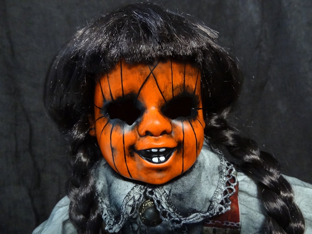 Pumpkin Head Girl Halloween Girl Creepy Doll Spooky Doll Jack O Lantern ...