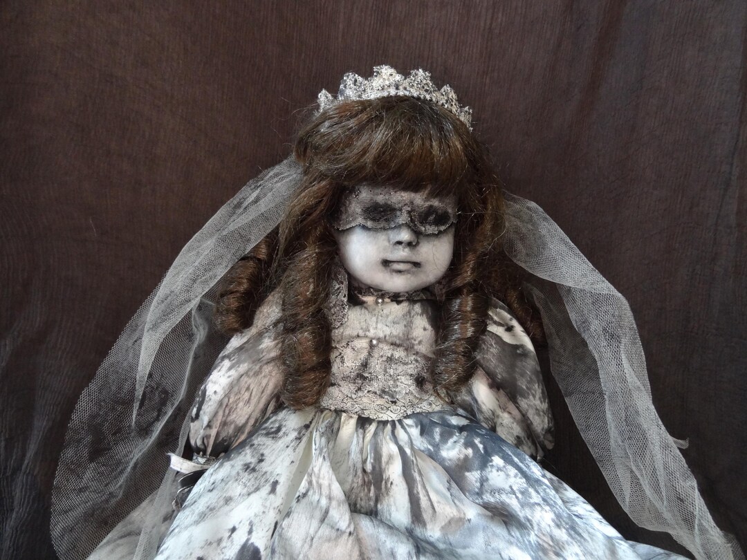 Spooky Bride Doll With Lace Covered Eyes Creepy Doll Macabre Doll ...