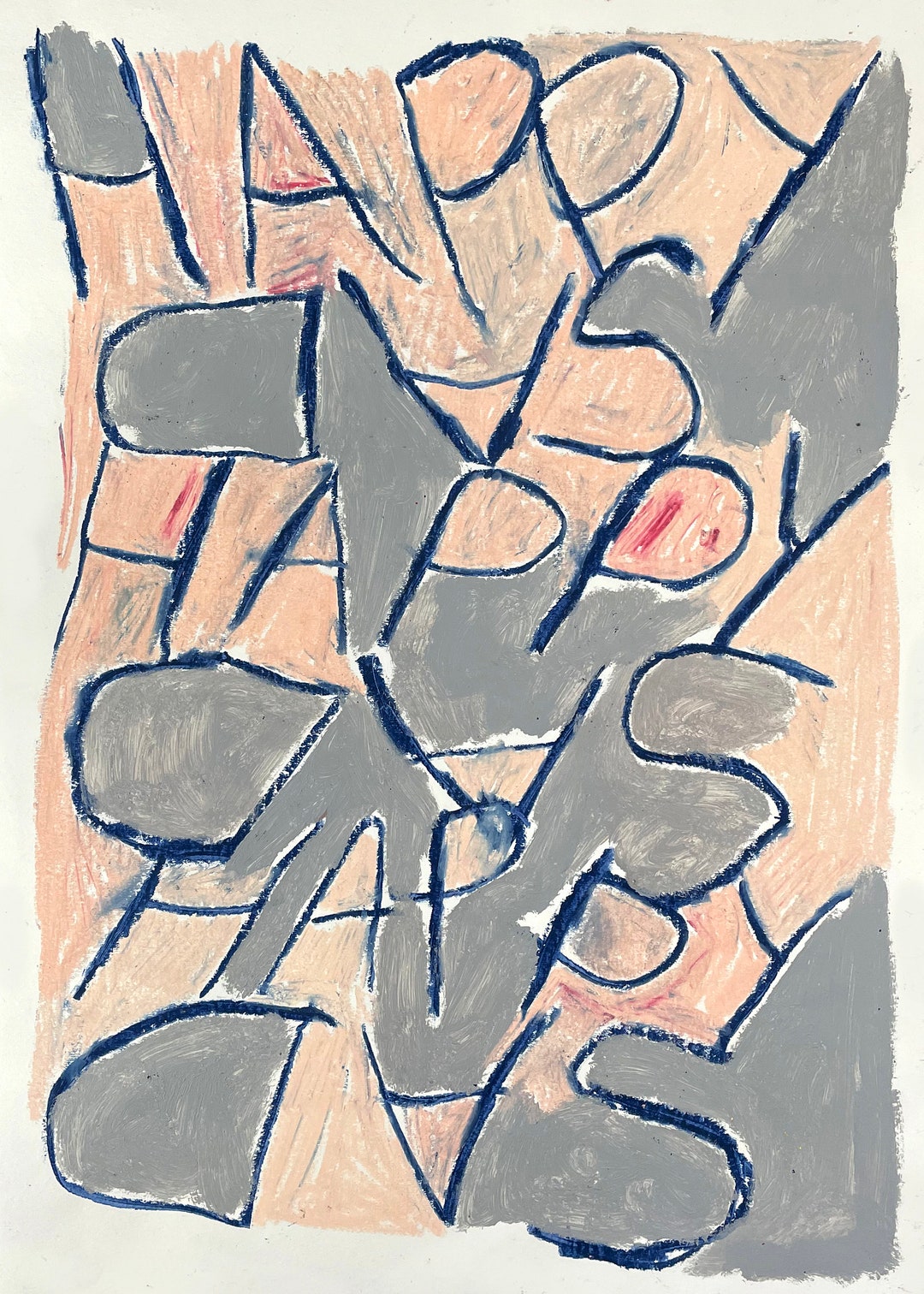 Happy/sad-oil Pastel Drawing, 50x70cm - Etsy