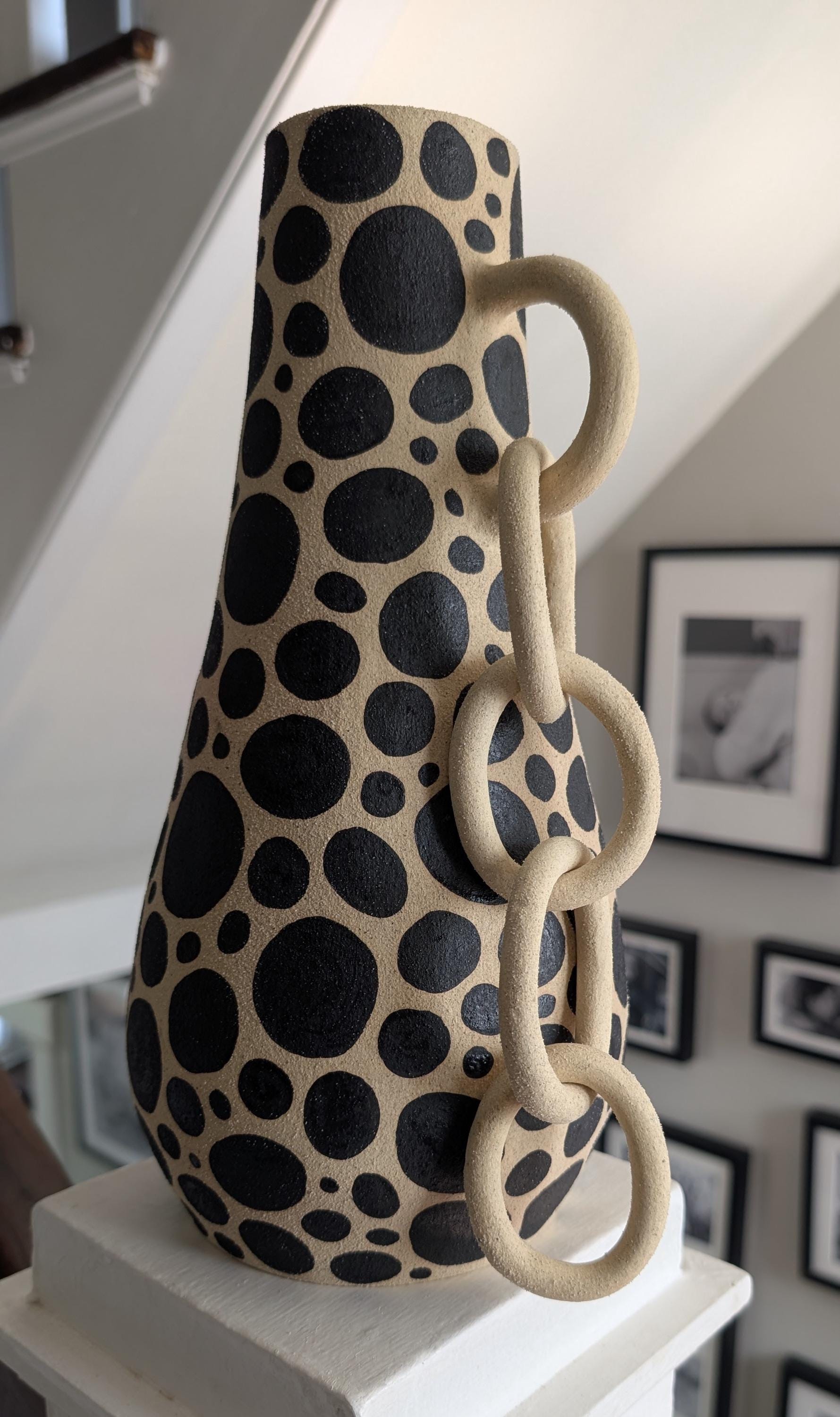 Handmade Ceramic Vase With Chain and Polka Dots - Etsy