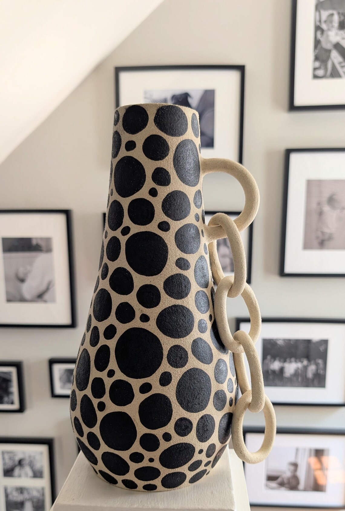 Handmade Ceramic Vase With Chain and Polka Dots - Etsy