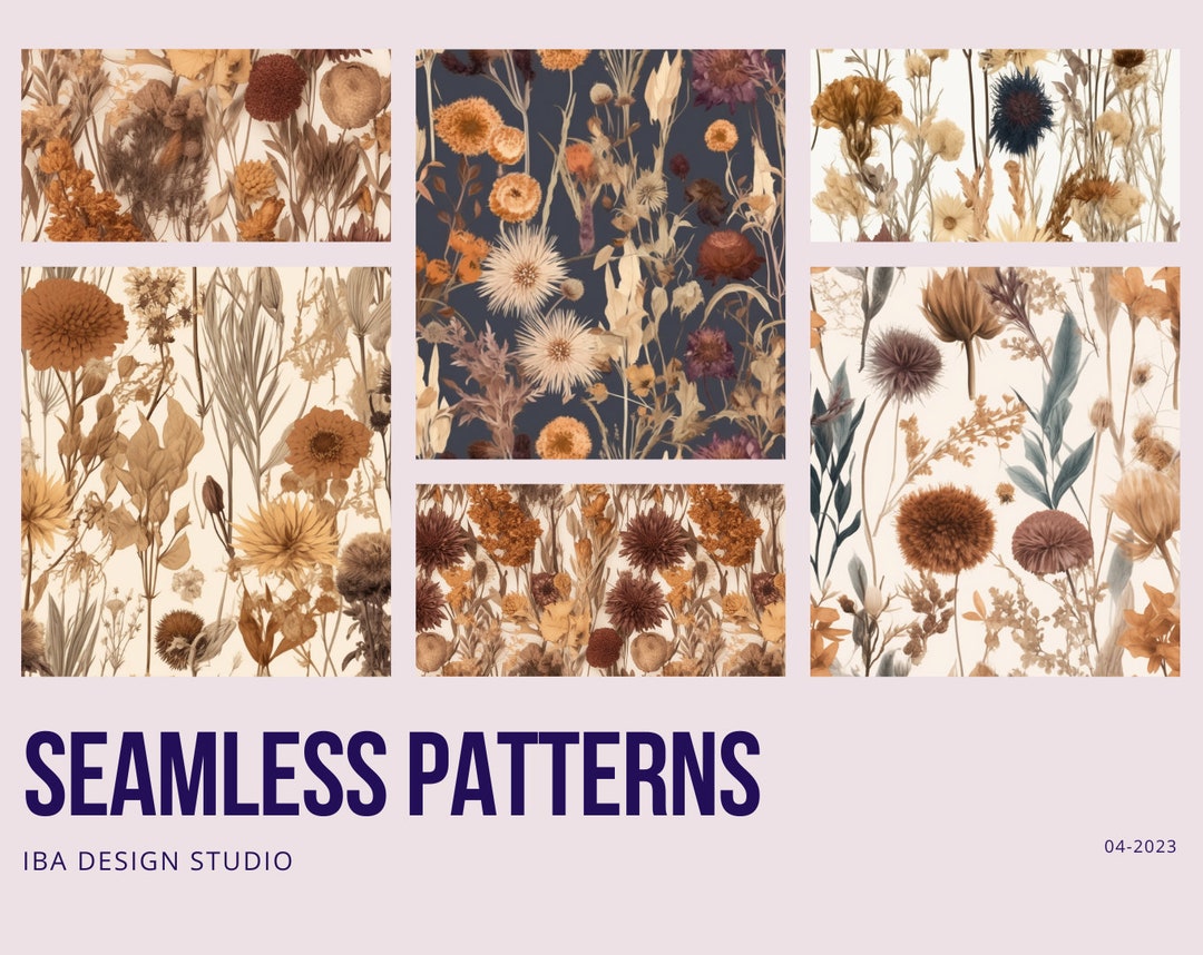 Watercolor Seamless Dried Flower Pattern Digital Download Seamless ...