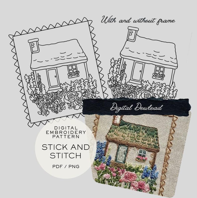 Stick and Stitch Embroidery Pattern DIY Plus DMC Cheat Sheet - Home ...
