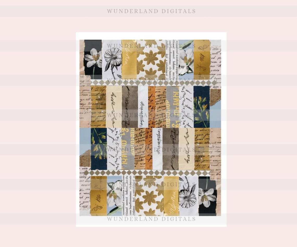 Printable Snippet Strips | Vintage Ephemera Collage Sheet | Digital ...