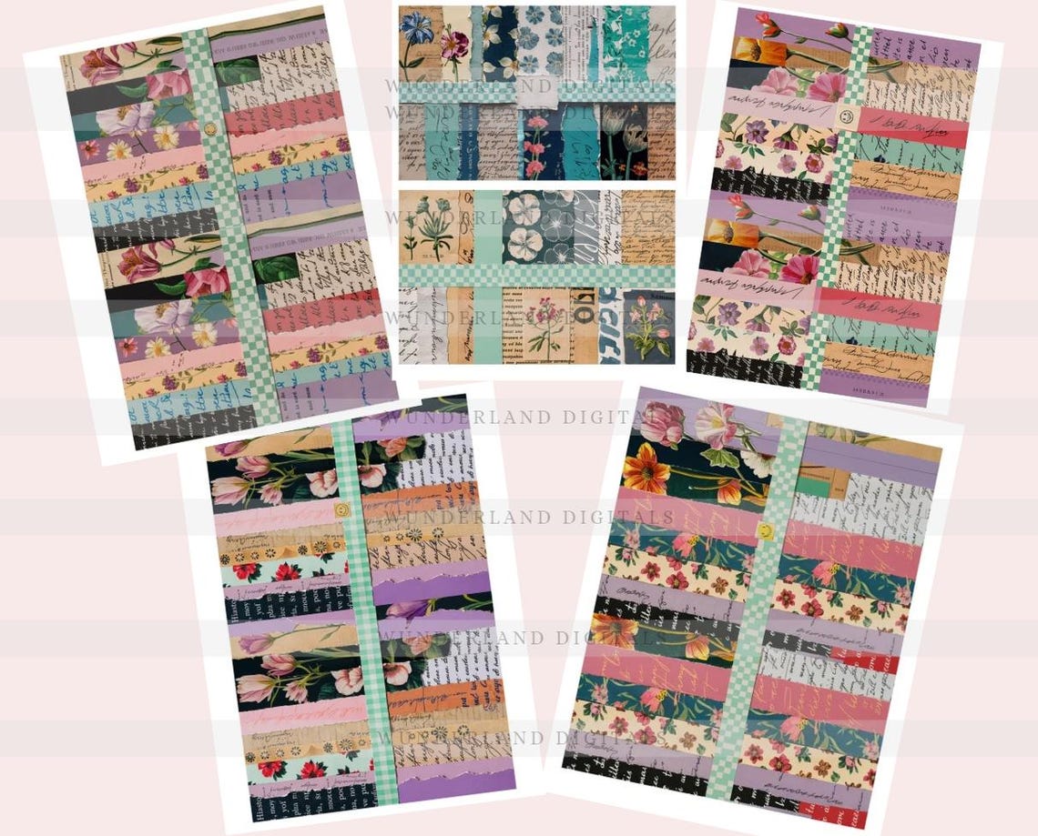 Printable Snippet Strips | Vintage Ephemera Collage Sheets | Digital ...