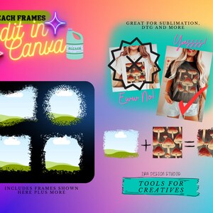 Canva Frame Template - Bleach Frames DIY - Sublimation Dtg Pod More ...