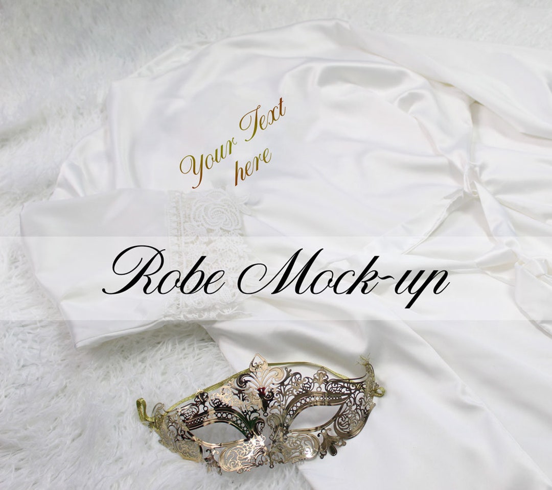 Gorgeous White Bride's Lace Robe Mockup for Digitally Adding Name ...