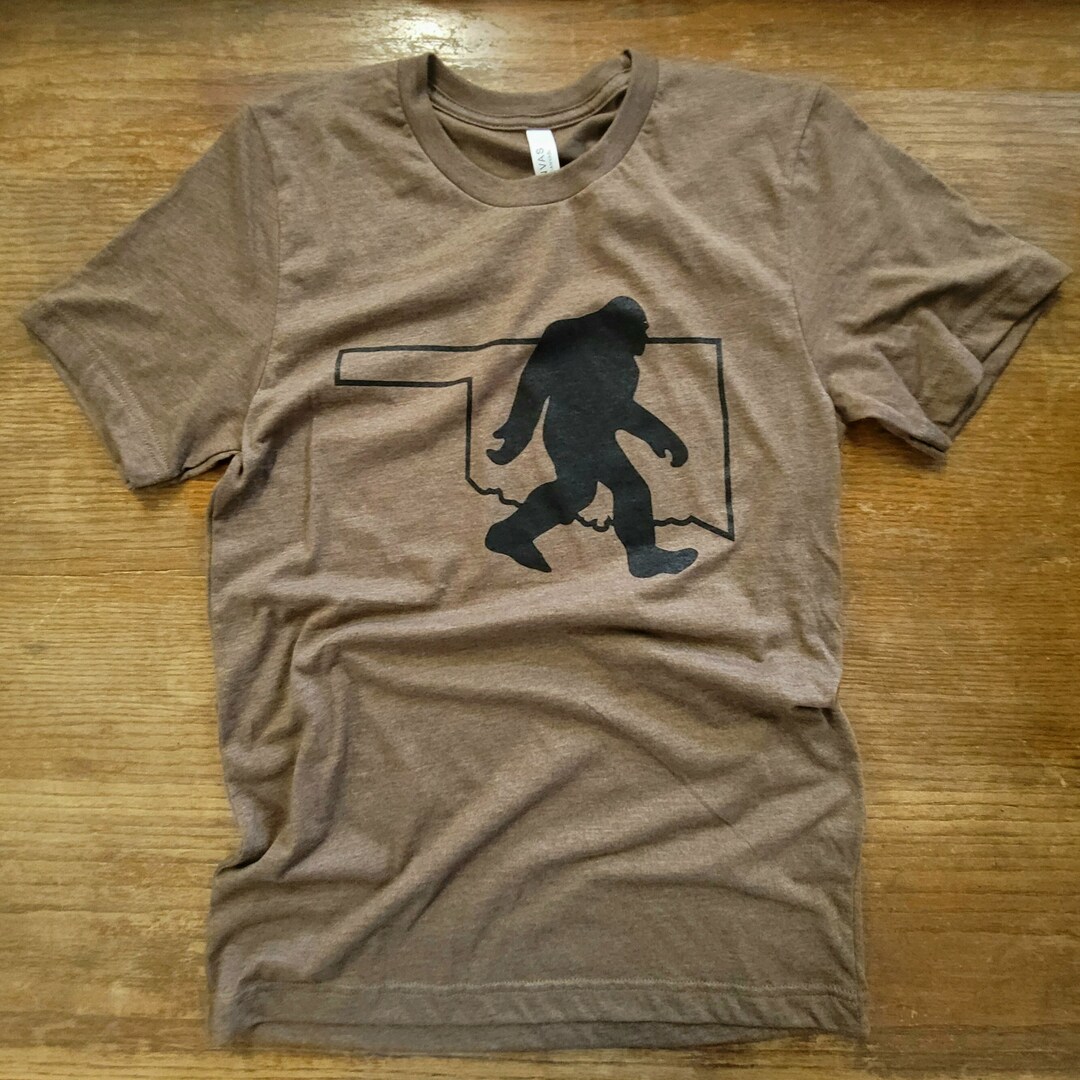 Unisex T-shirt Bigfoot Oklahoma Tee Brown Comfy Shirt Okie Tee OK ...