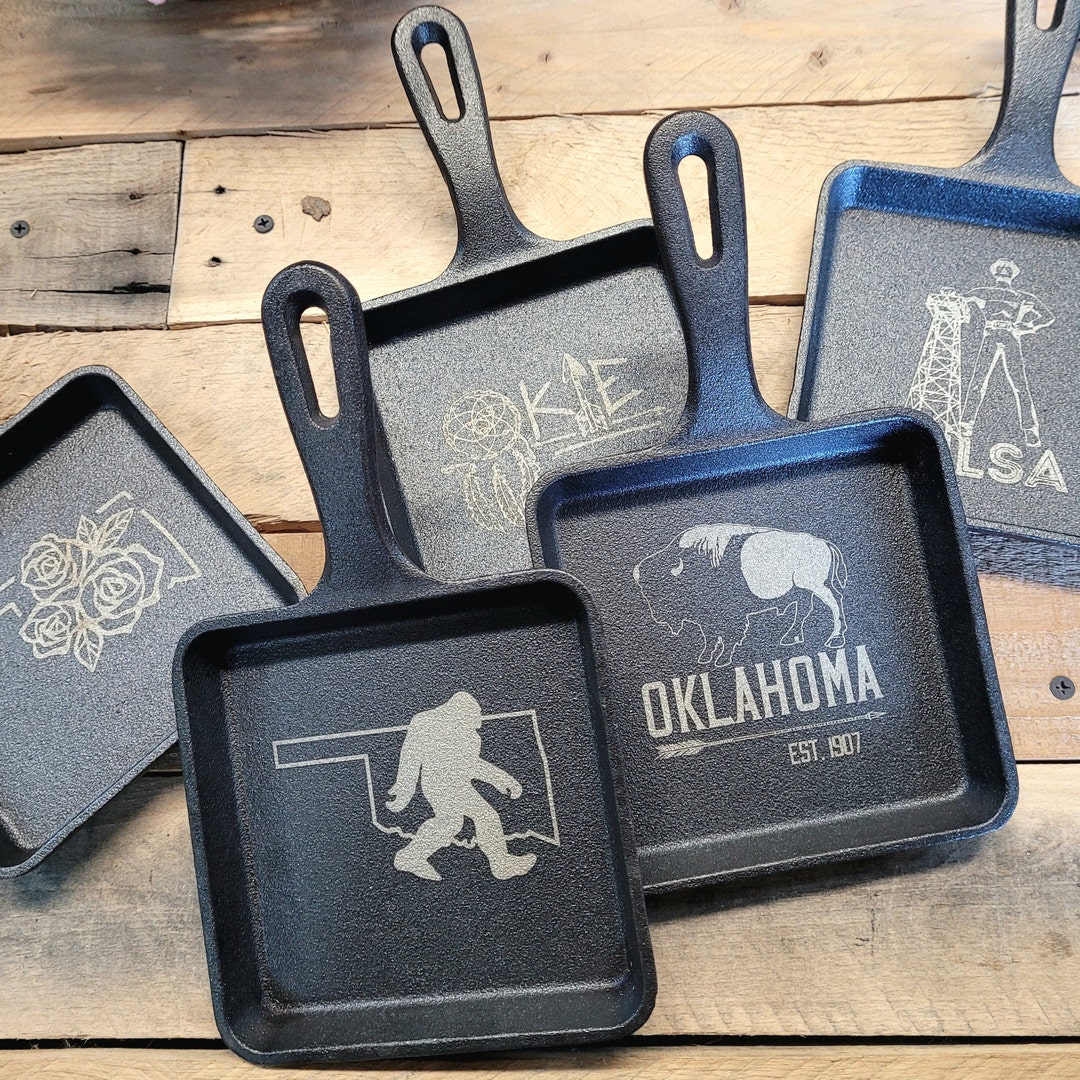 Personalized Square Cast Iron Sandwich Skillet Custom Logo Engraved ...