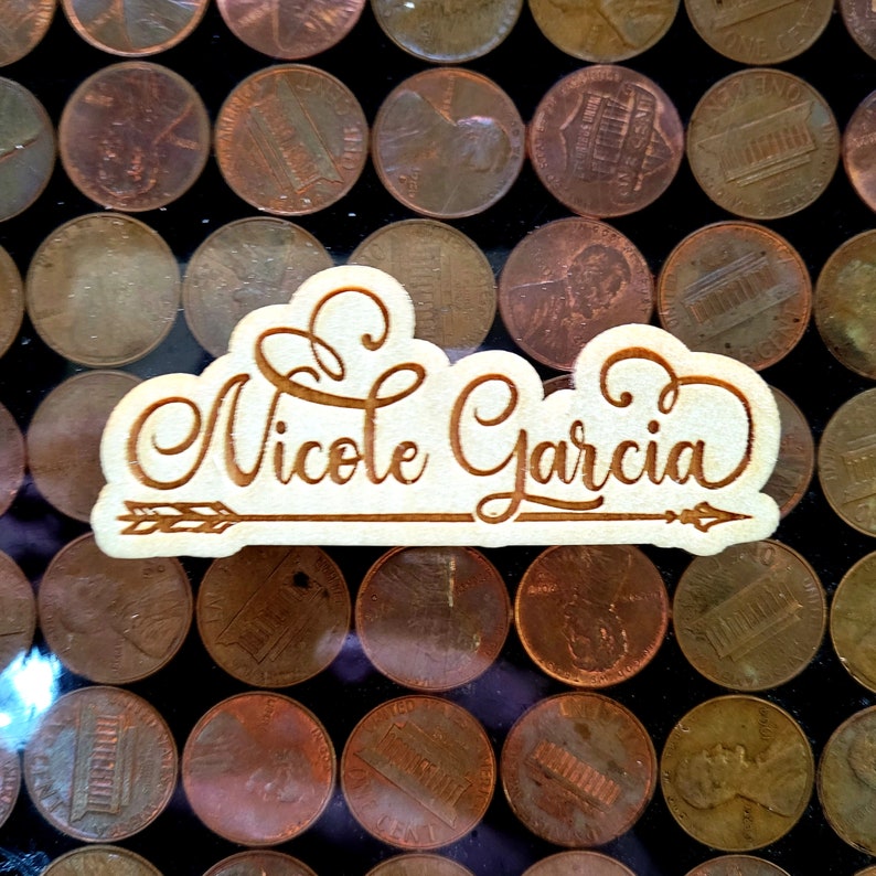 Personalized Wooden Name Tag: Laser Engraved Magnetic Badge - Etsy ...