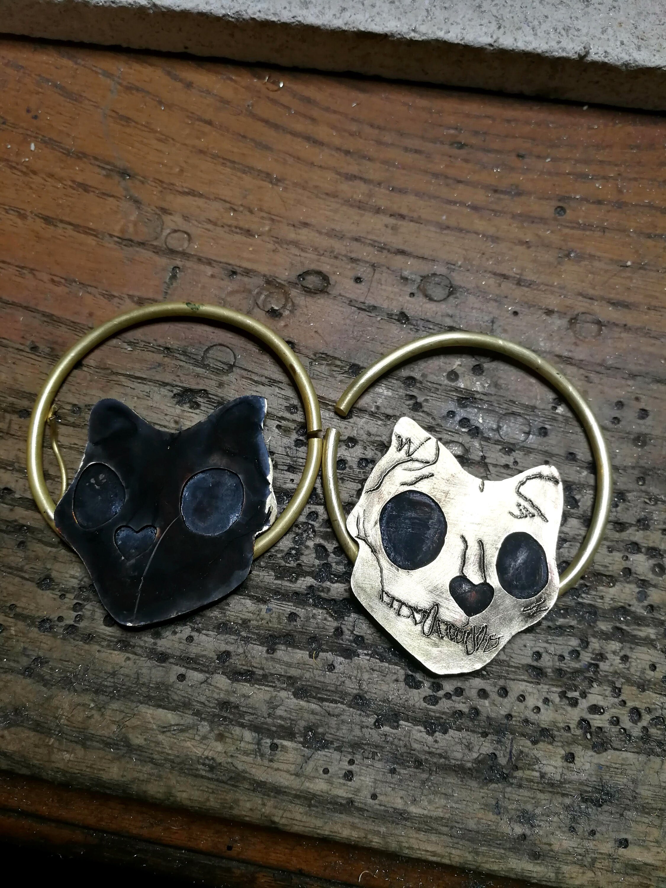 Cat Skull Hoops Hoops for Plugs | Etsy