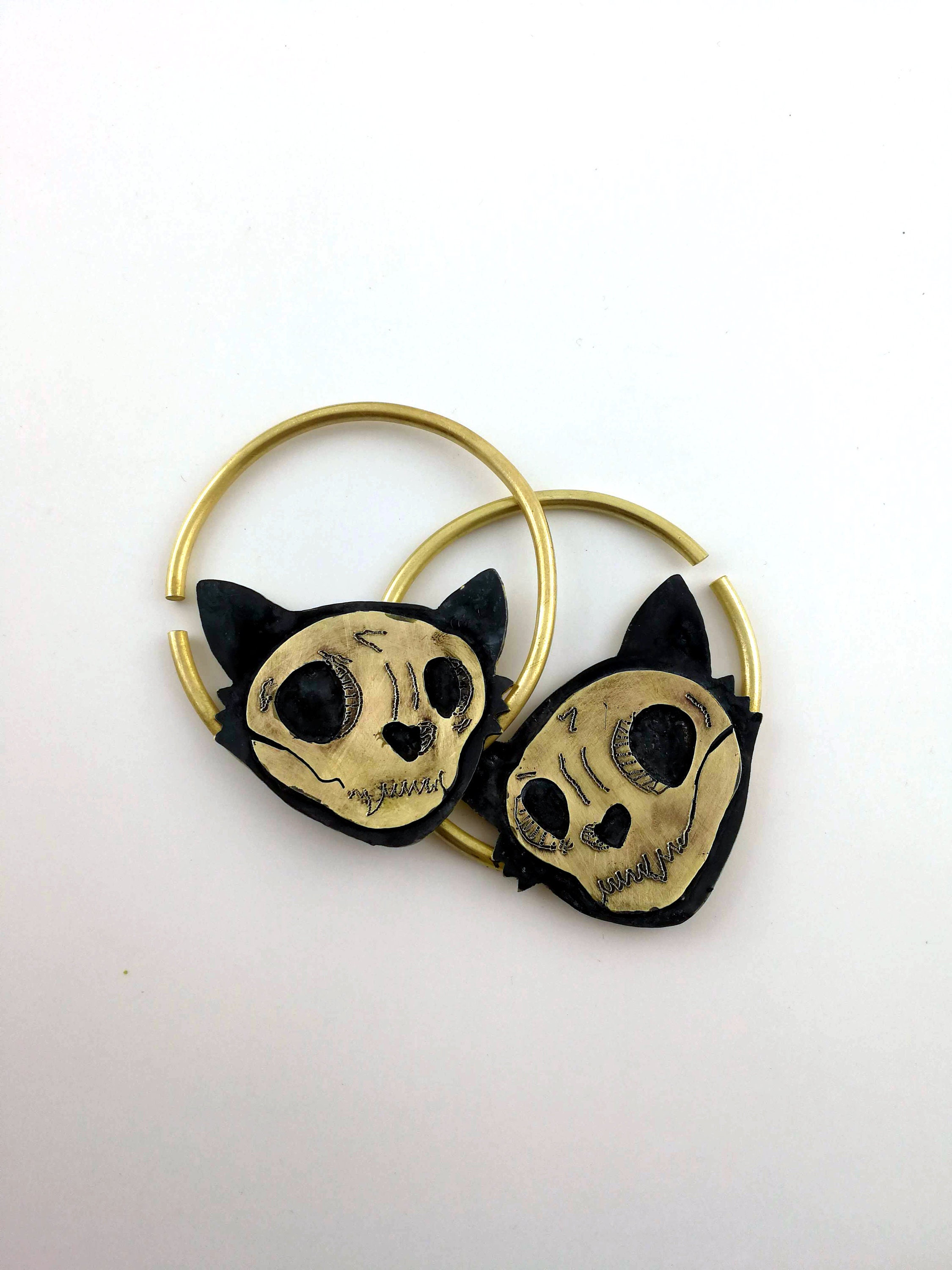 Cat Skull Hoops Hoops for Plugs | Etsy
