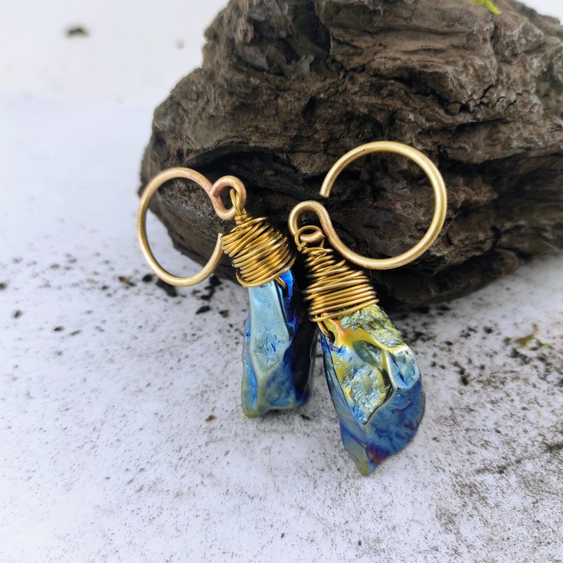 10 Gauge Ear Weights Blue Quartz Tunnel Hangers - Etsy