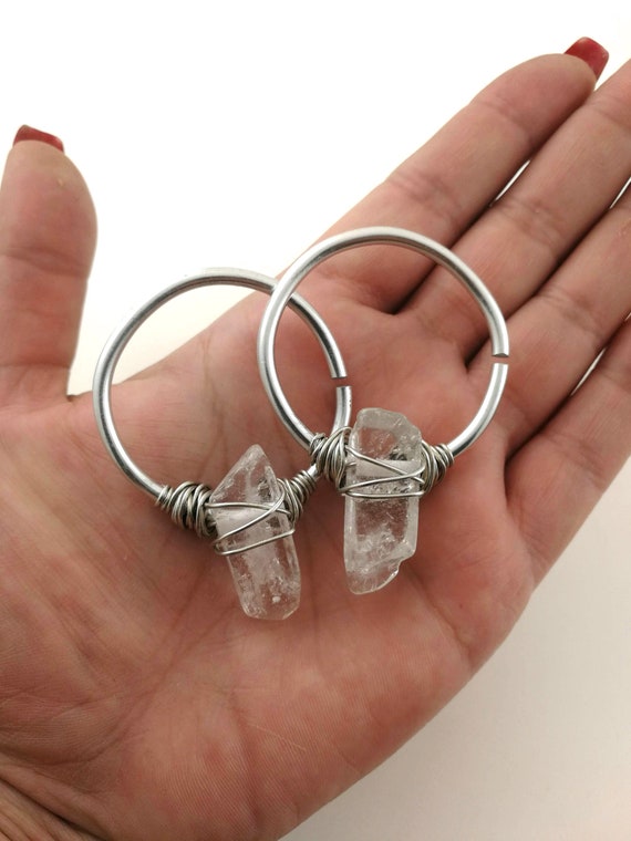 8 Gauge Ear Weights Raw Stone Aluminium Tunnel Earrings | Etsy