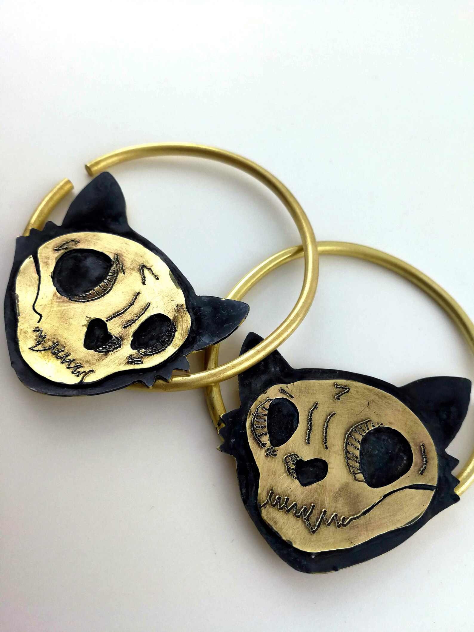 Cat Skull Hoops Hoops for Plugs | Etsy