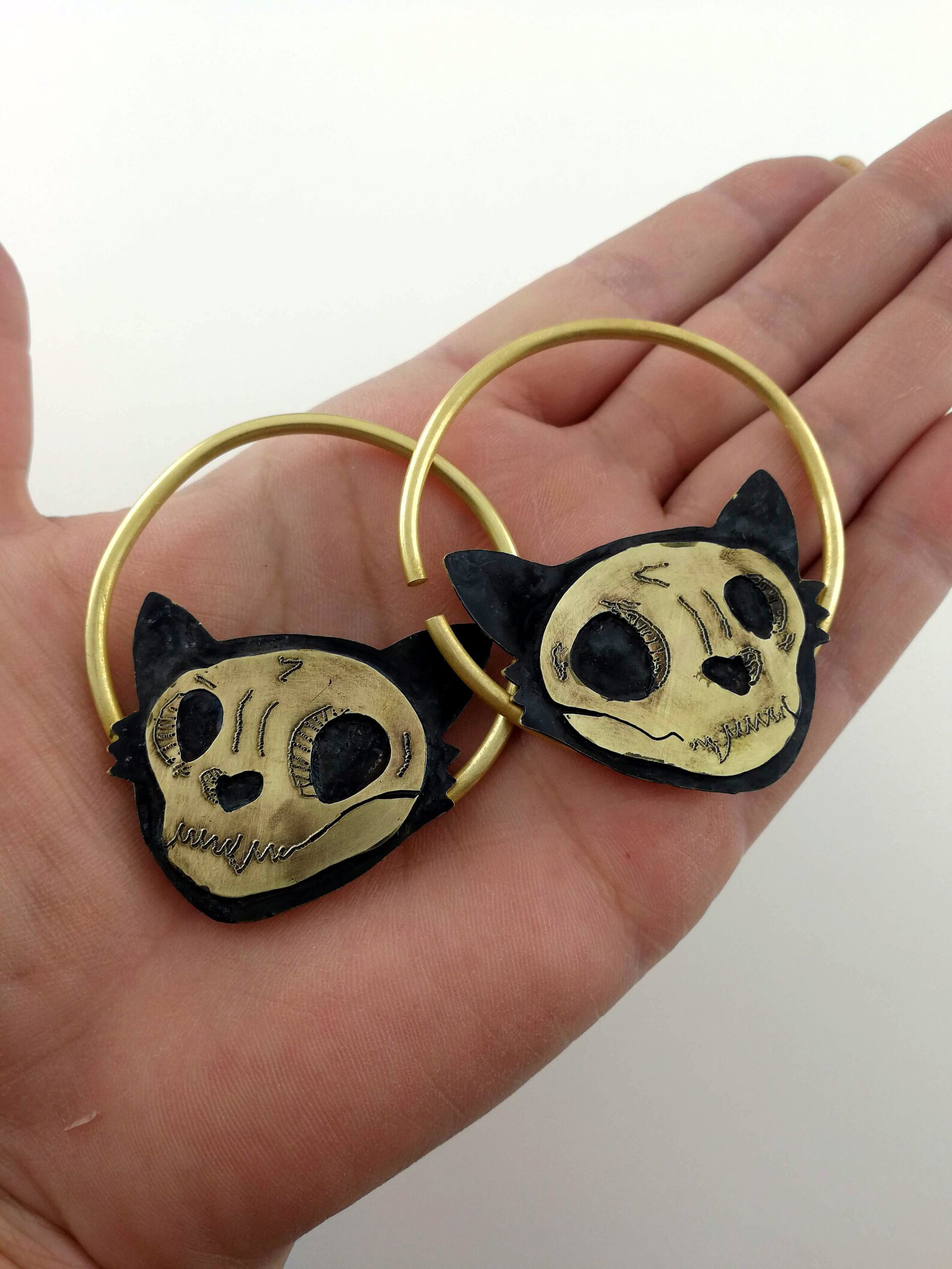 Cat Skull Hoops Hoops for Plugs | Etsy