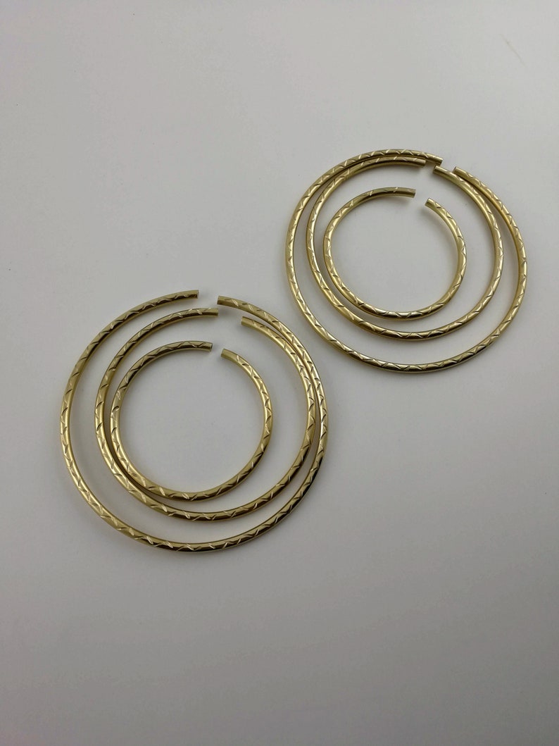 8 Gauge Ear Weights / Hoop Earrings / Brass Earrings / Gauge - Etsy