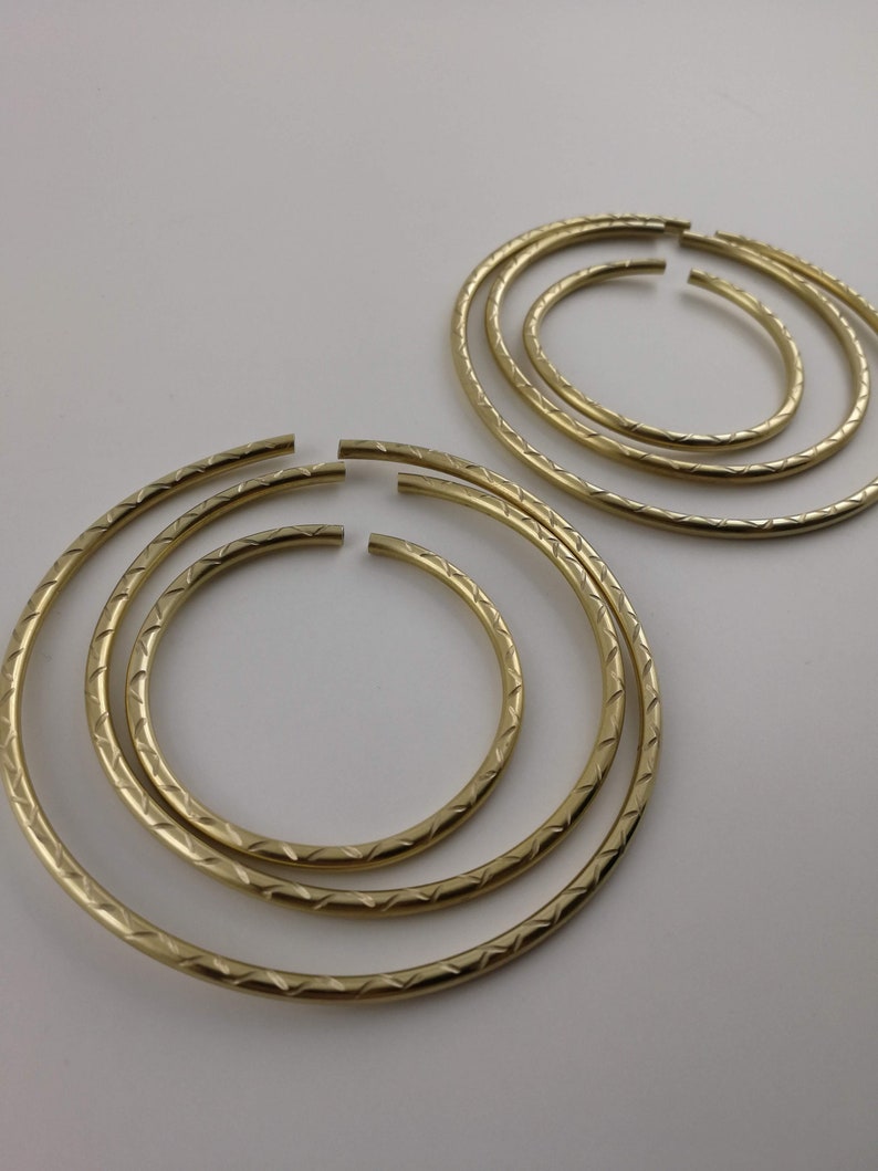 8 Gauge Ear Weights / Hoop Earrings / Brass Earrings / Gauge - Etsy