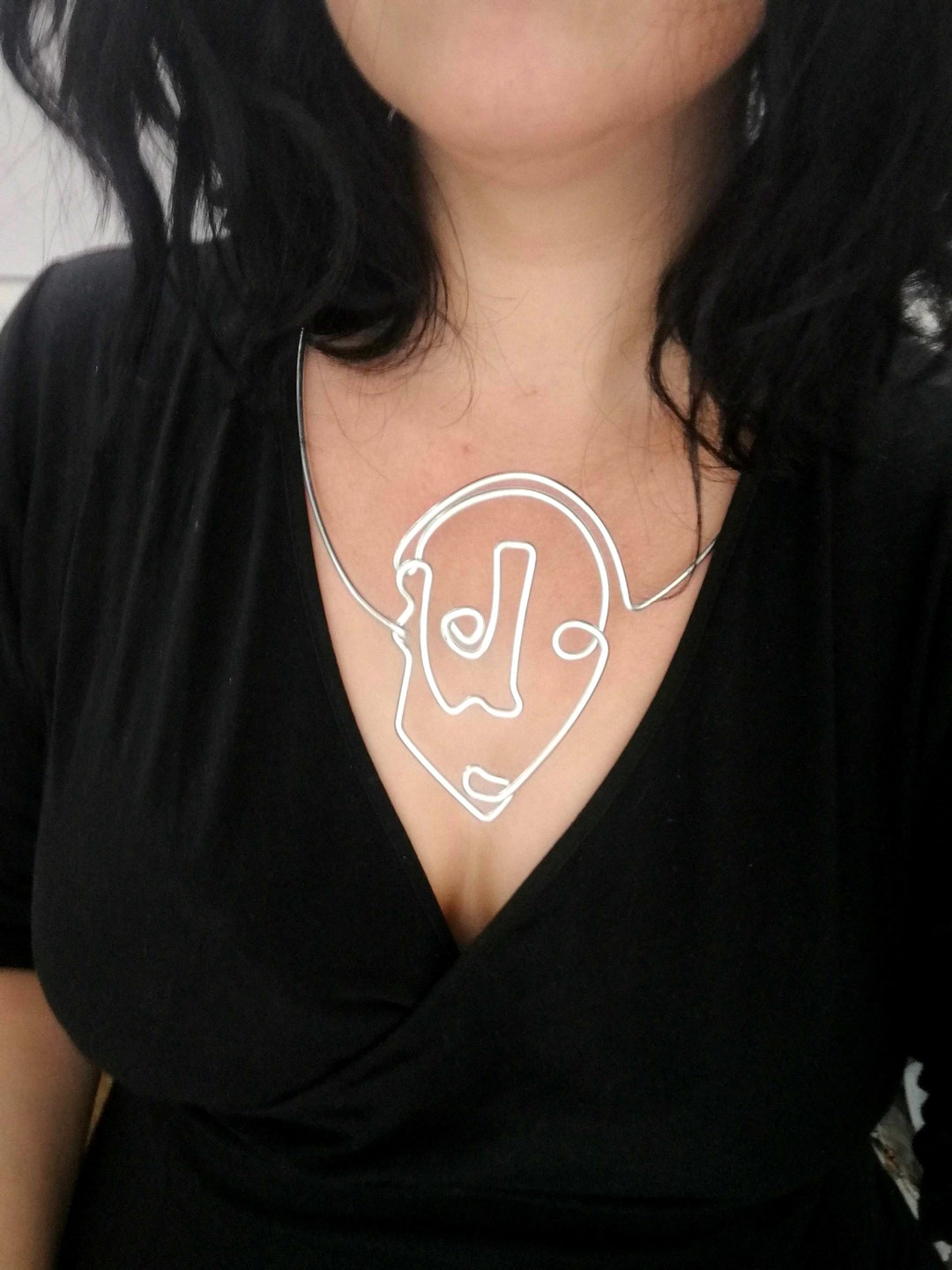 Handmade Wire Face Necklace Unusal Statement Necklace - Etsy