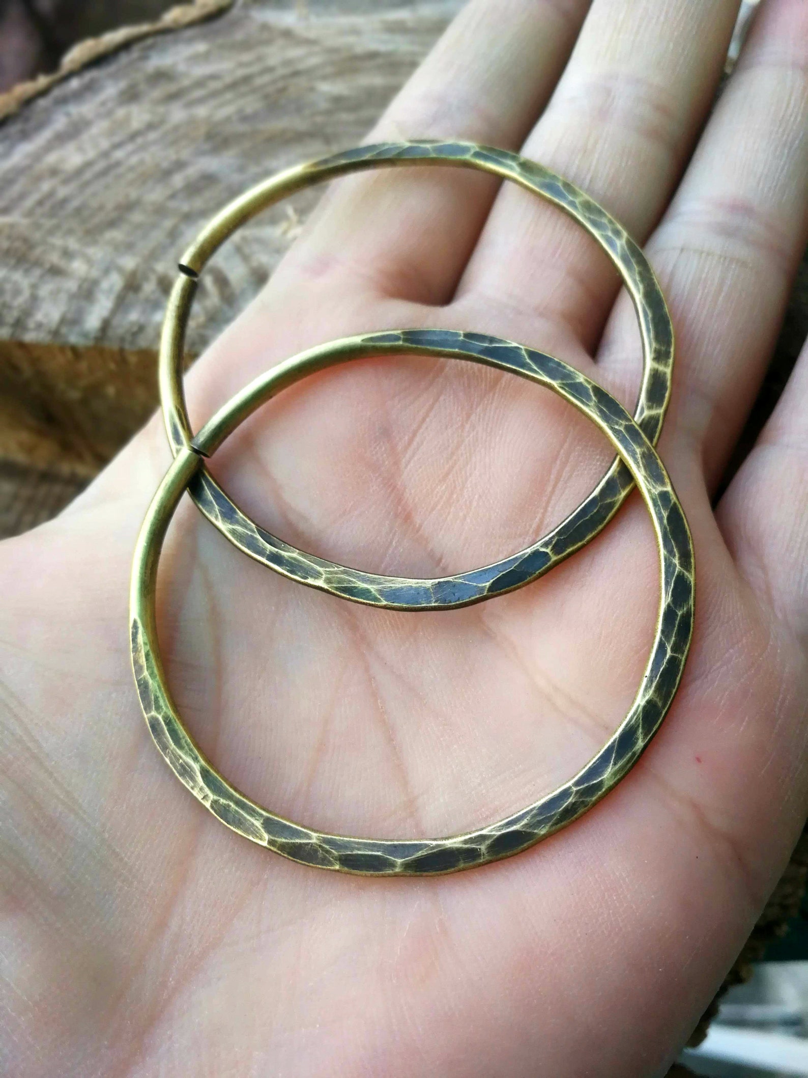 Brass Hammered Hoops Hoops for Plugs 10g - Etsy