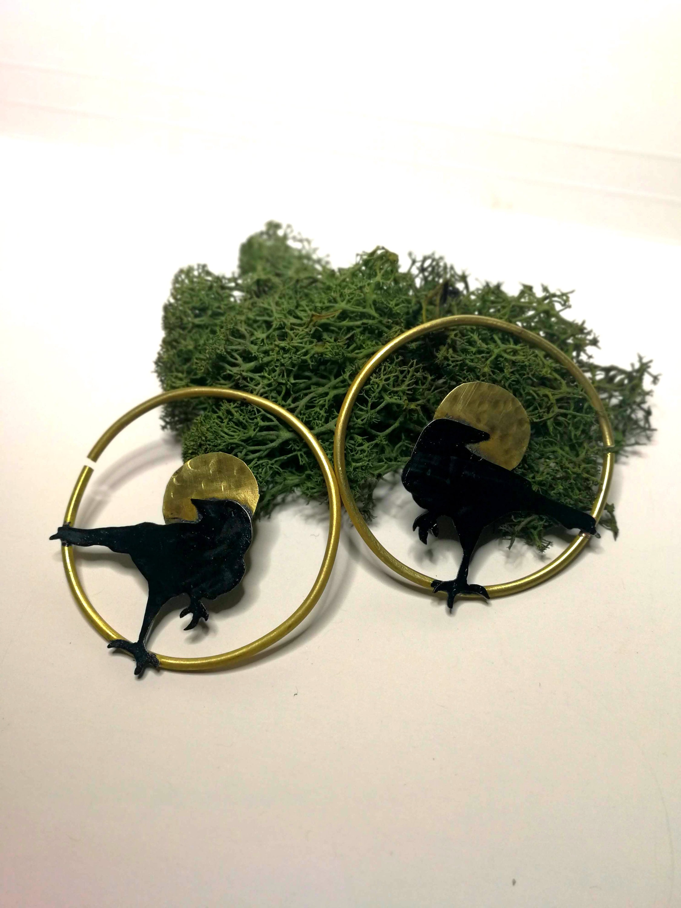 10 gauge Raven Hoops Raven Ear Weights | Etsy