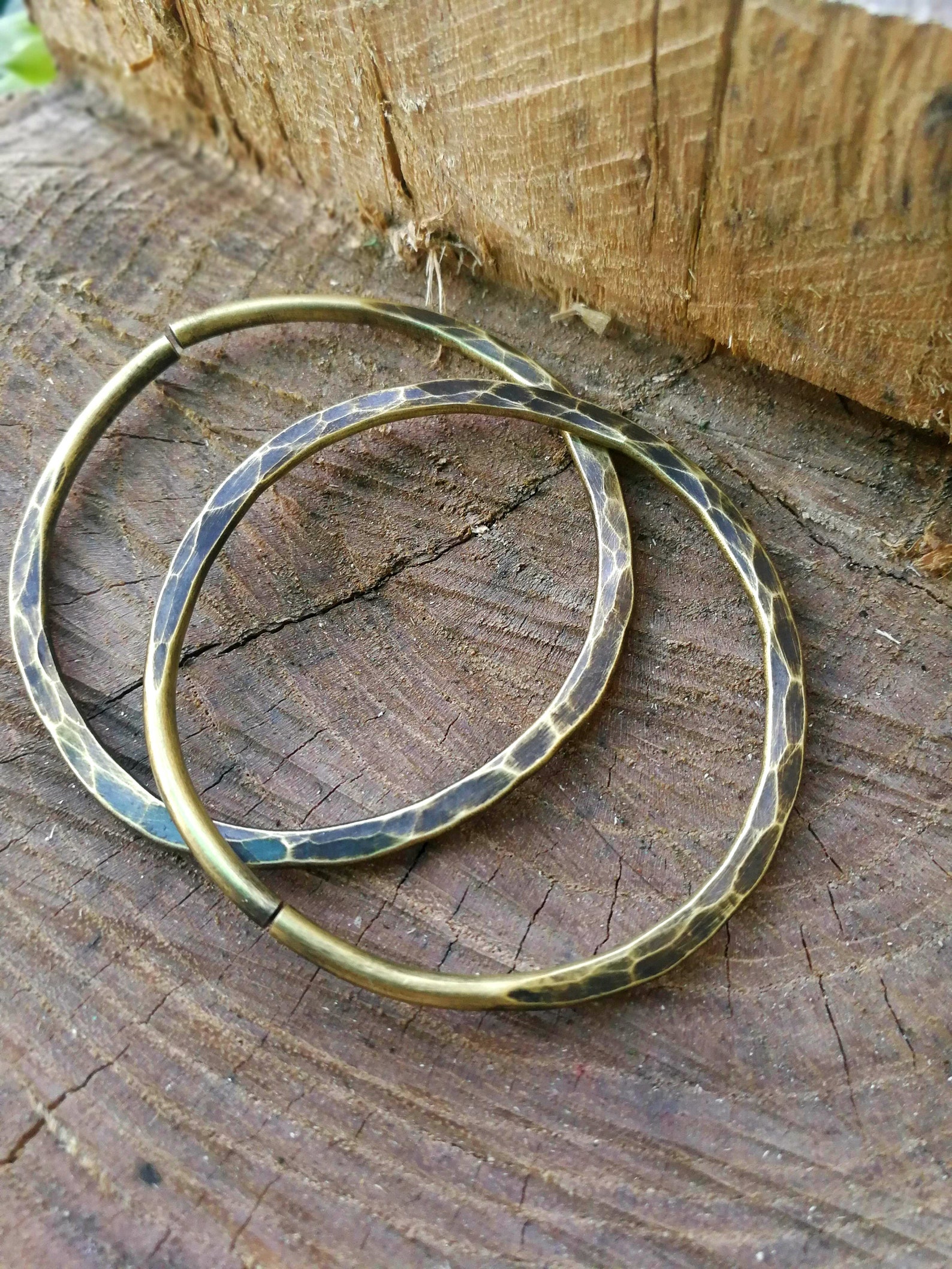 Brass Hammered Hoops Hoops for Plugs 10g - Etsy