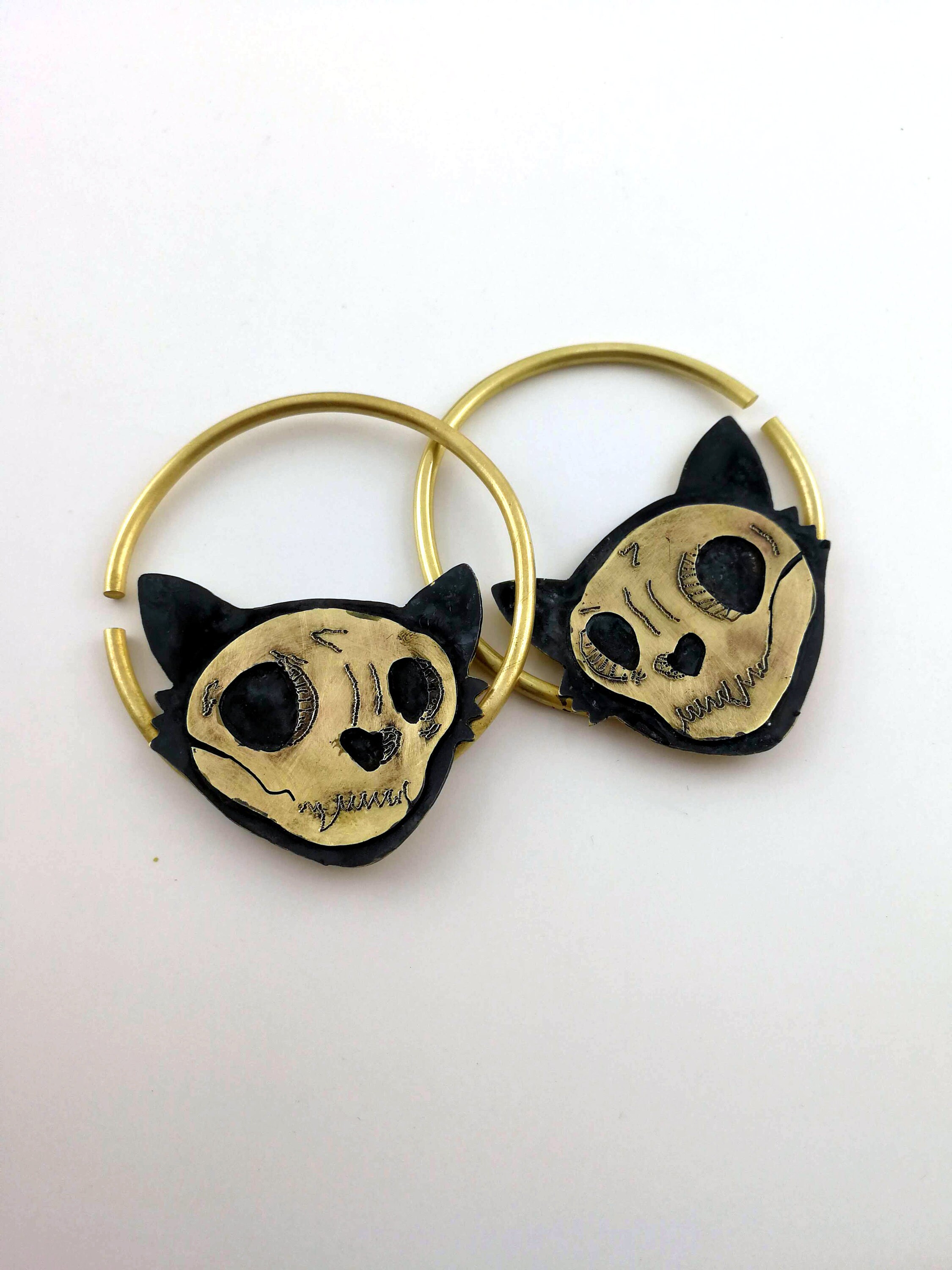 Cat Skull Hoops Hoops for Plugs | Etsy