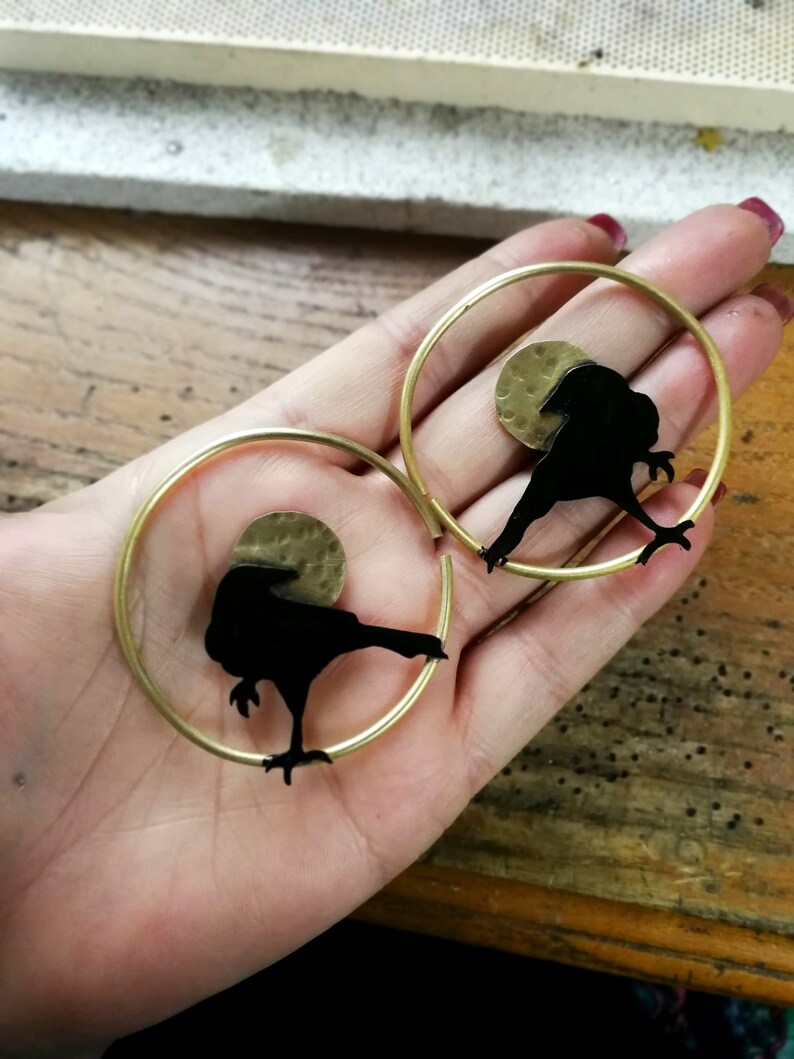 10 Gauge Raven Hoops Raven Ear Weights - Etsy