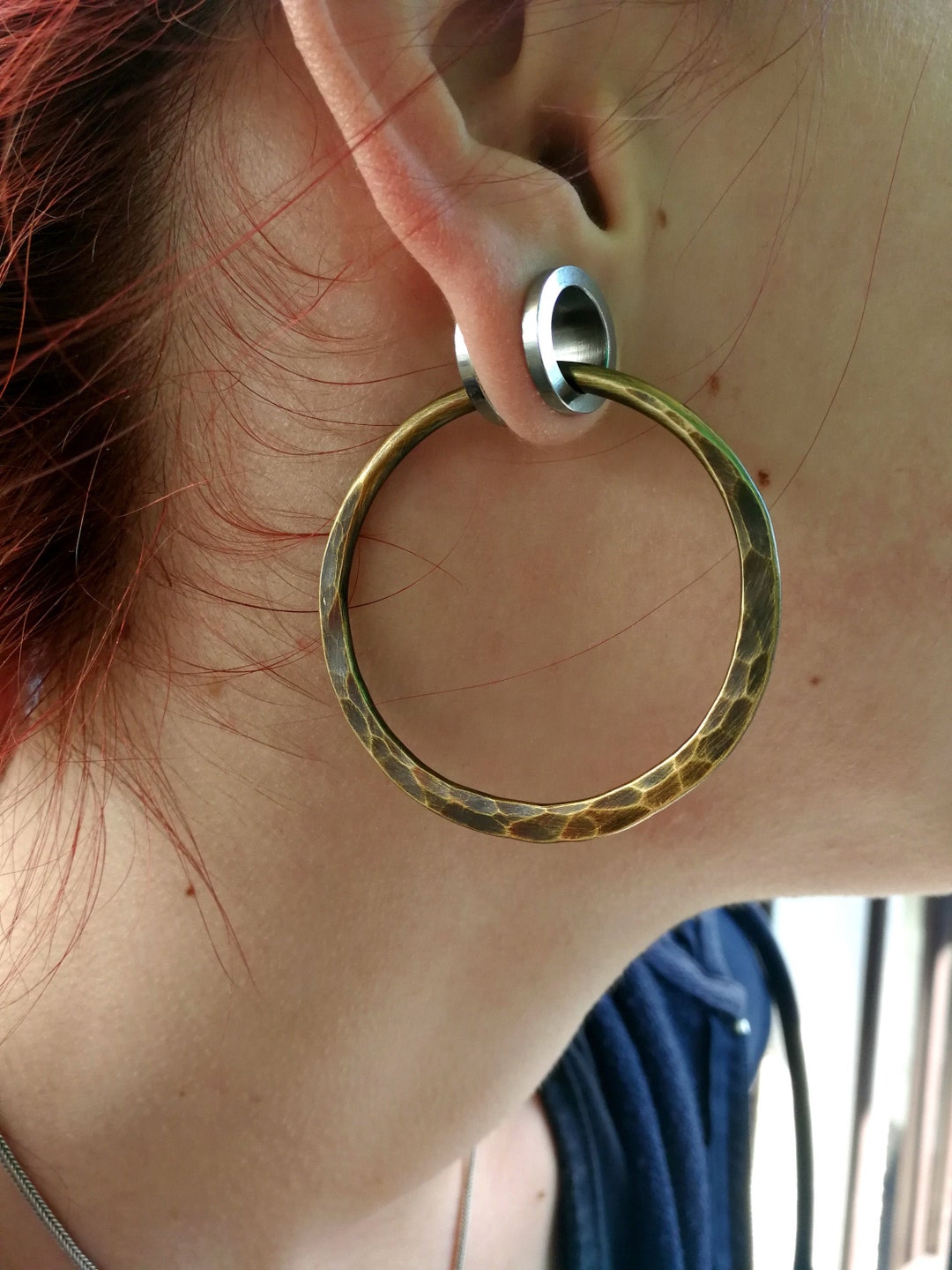 8 Gauge Hammered Hoops Ombre Hoops - Rustic Hoops - Etsy