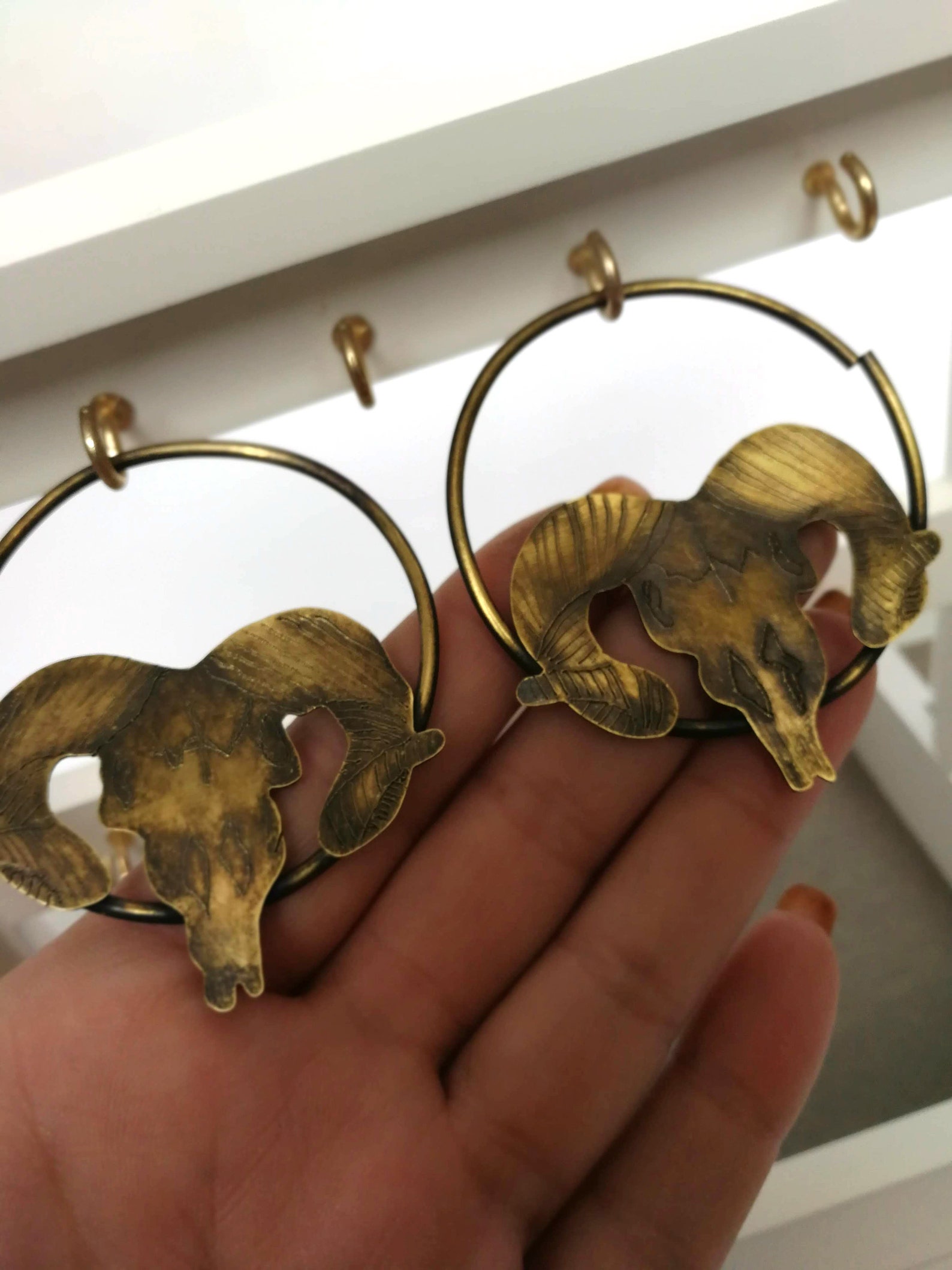 10 Gauge Animal Skull Hoops Brass Hoops for Plugs - Etsy