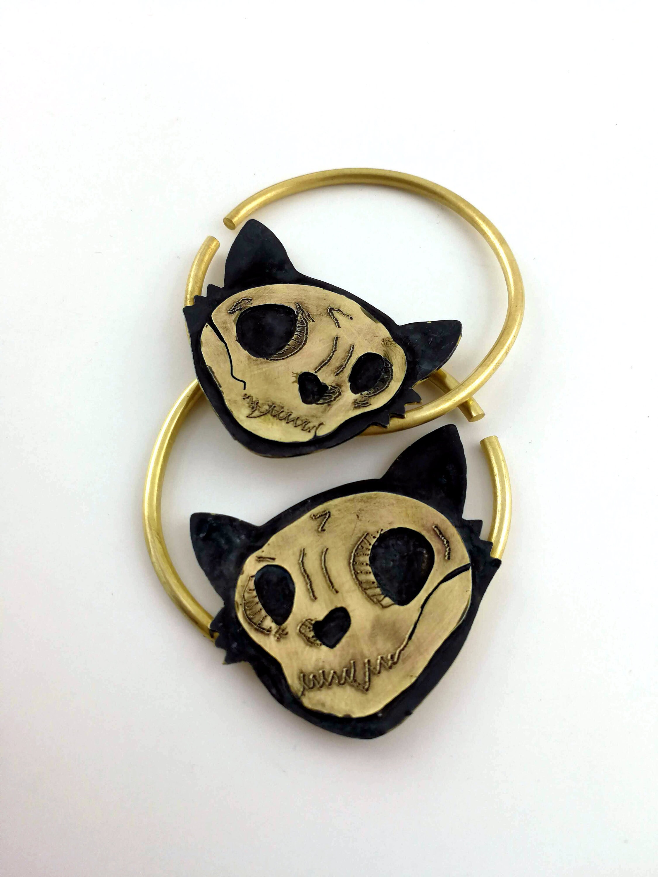 Cat Skull Hoops Hoops for Plugs | Etsy